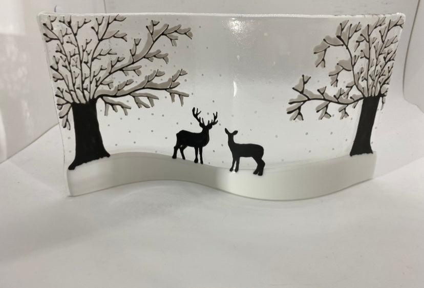 Winter Self standing Stag and deer – Ally Glass