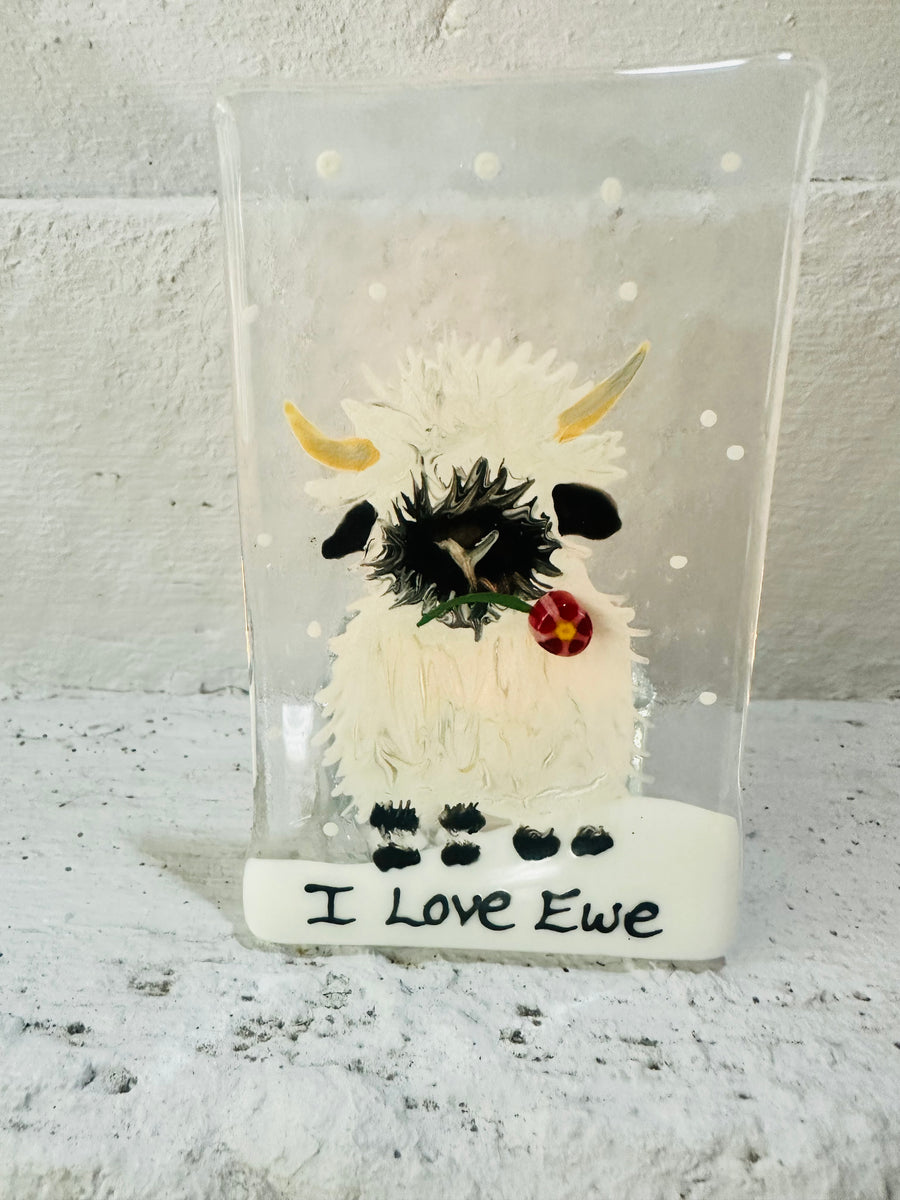 Fused Glass I Love Ewe Black Nosed Sheep T Light Holder – Ally Glass